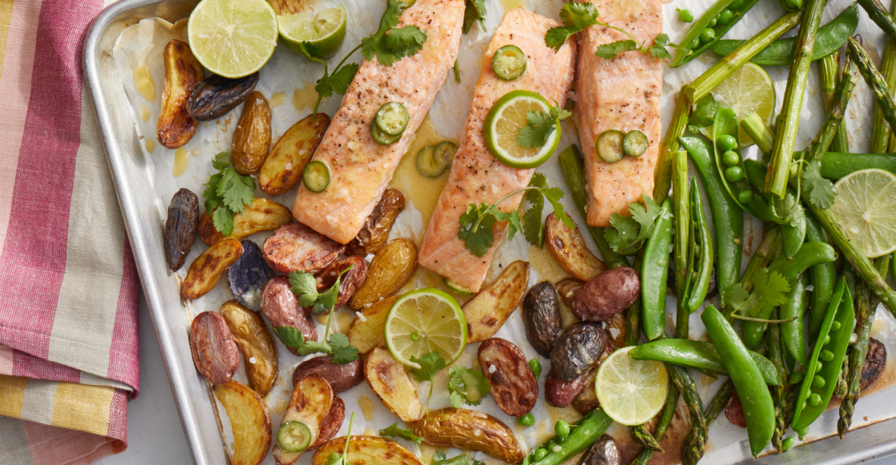 Sheet Pan Salmon, Fingerling Potatoes & Asparagus with Citrus Miso ...